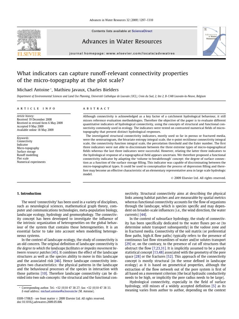What Indicators Can Capture Runoff-Relevant Connectivity Properties of ...