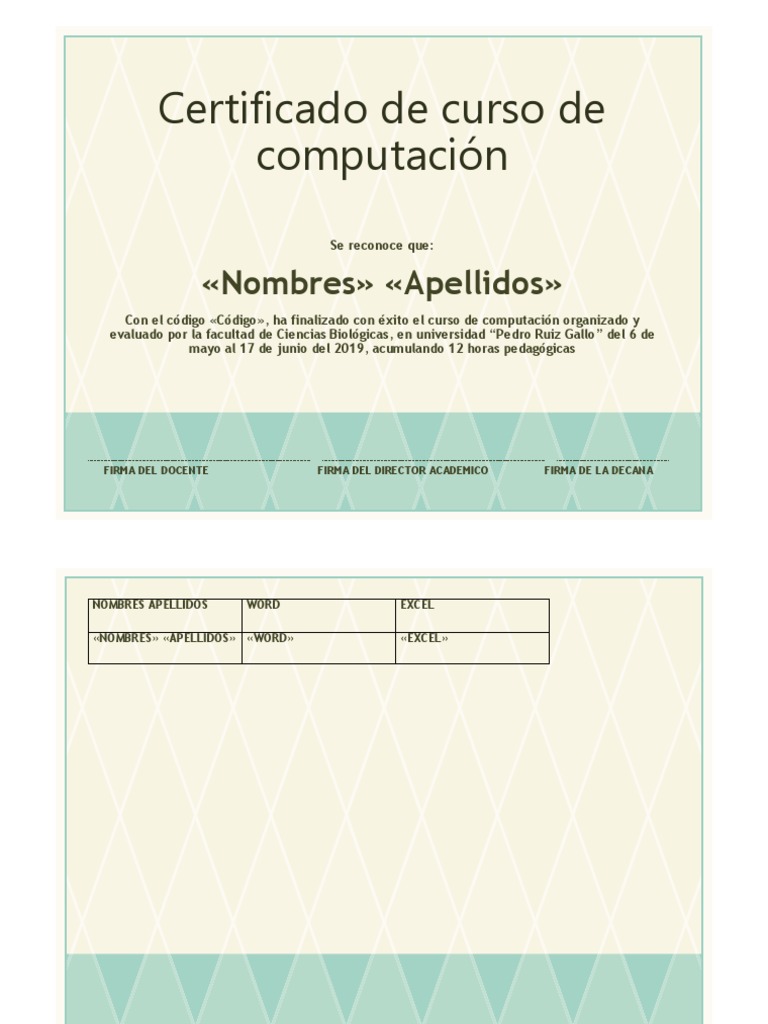 Certificado de Finalización de Curso | PDF