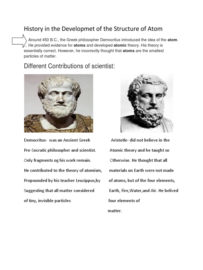 History in The Developmet of The Structure of Atom: Different ...