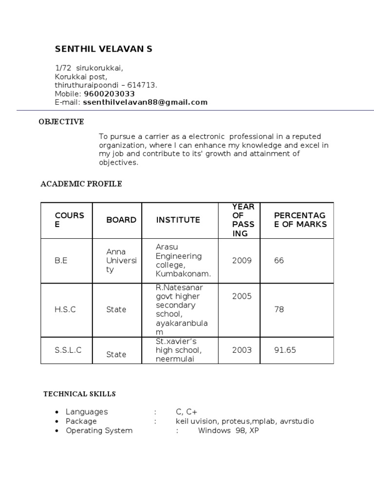 Senthil Velavan S: Objective | Download Free PDF | Digital Technology ...