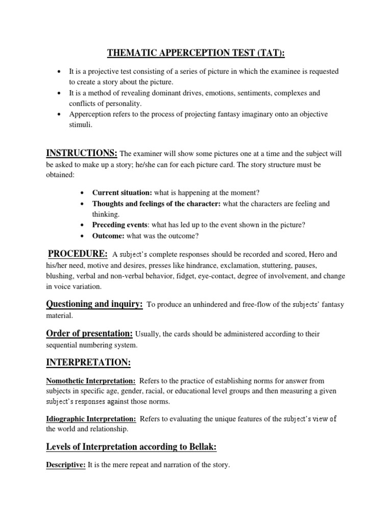 TAT Manual | PDF | Behavioural Sciences | Neuroscience