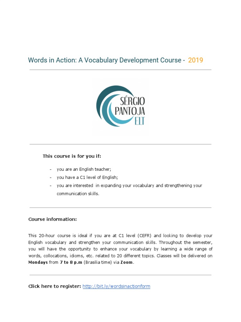 Words in Action: A Vocabulary Development Course PDF | PDF | Humanities ...