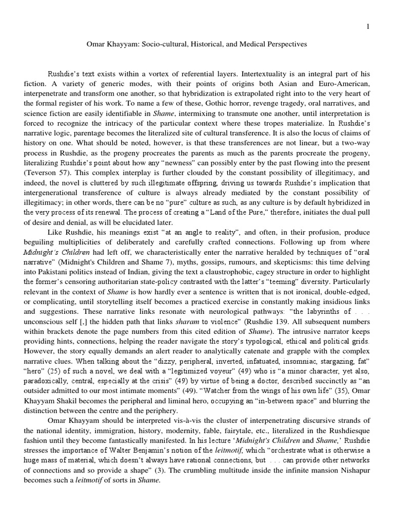 Reading Salman Rushdie's Shame by Dhriti Shankar | PDF | Narrative | Poetry