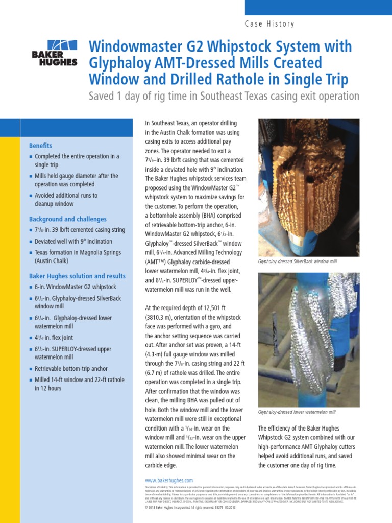 Windowmaster G2 Whipstock System With Glyphaloy AMT-Dressed Mills ...