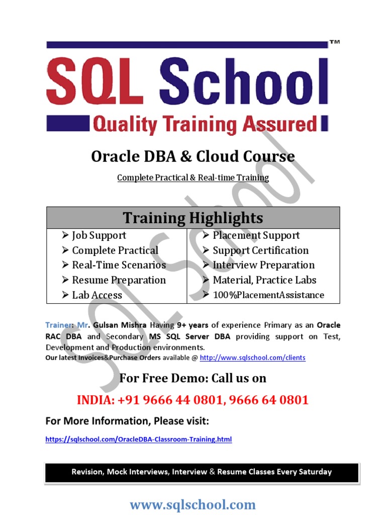 Oracle DBA Classroom Training | PDF | Oracle Database | Databases