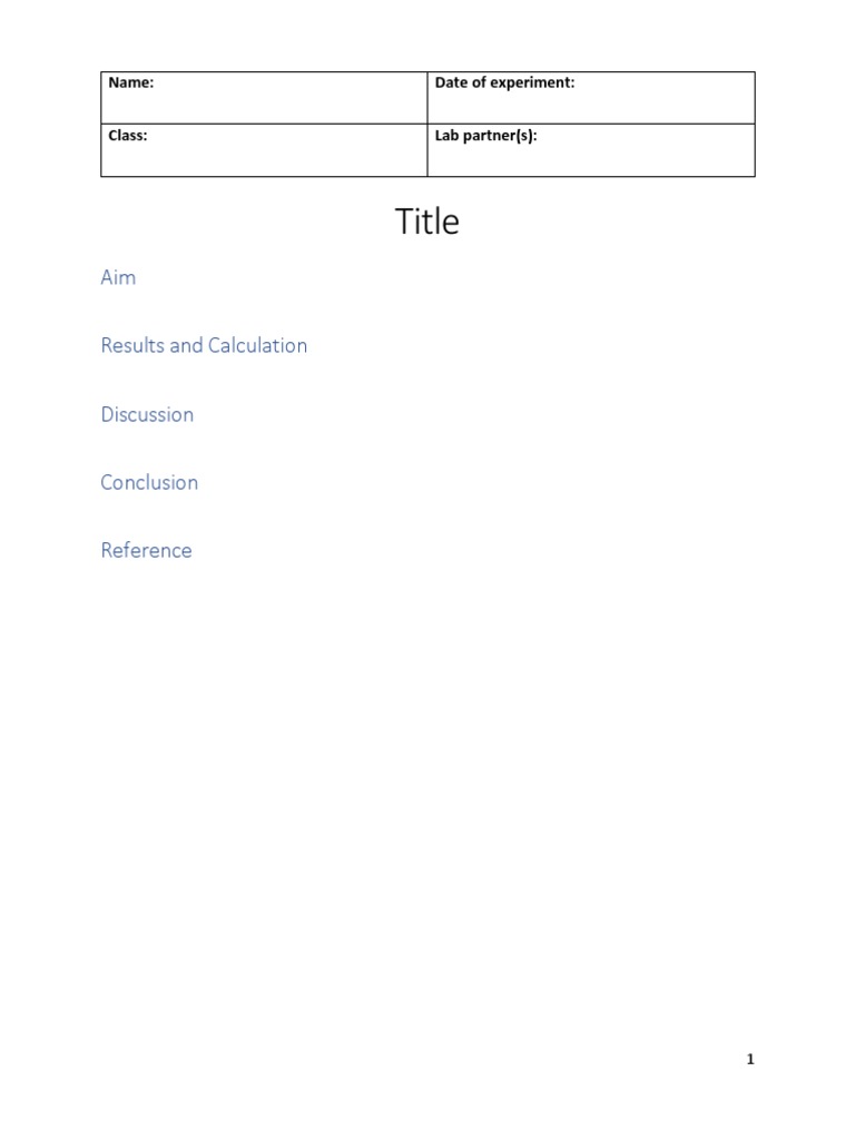 Short Lab Report Template