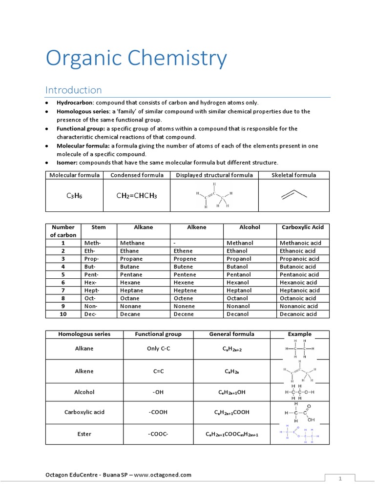 Organic Chemistry Notes | PDF | Alkene | Ester