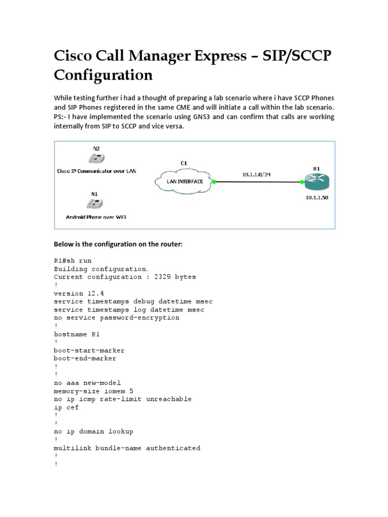CallManager Express - SIP/SCCP | PDF | Session Initiation Protocol | Voice Over Ip