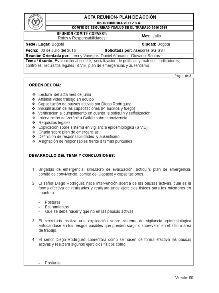 ACTA REUNION COPASST JULIO.doc | Simulación | Bienestar