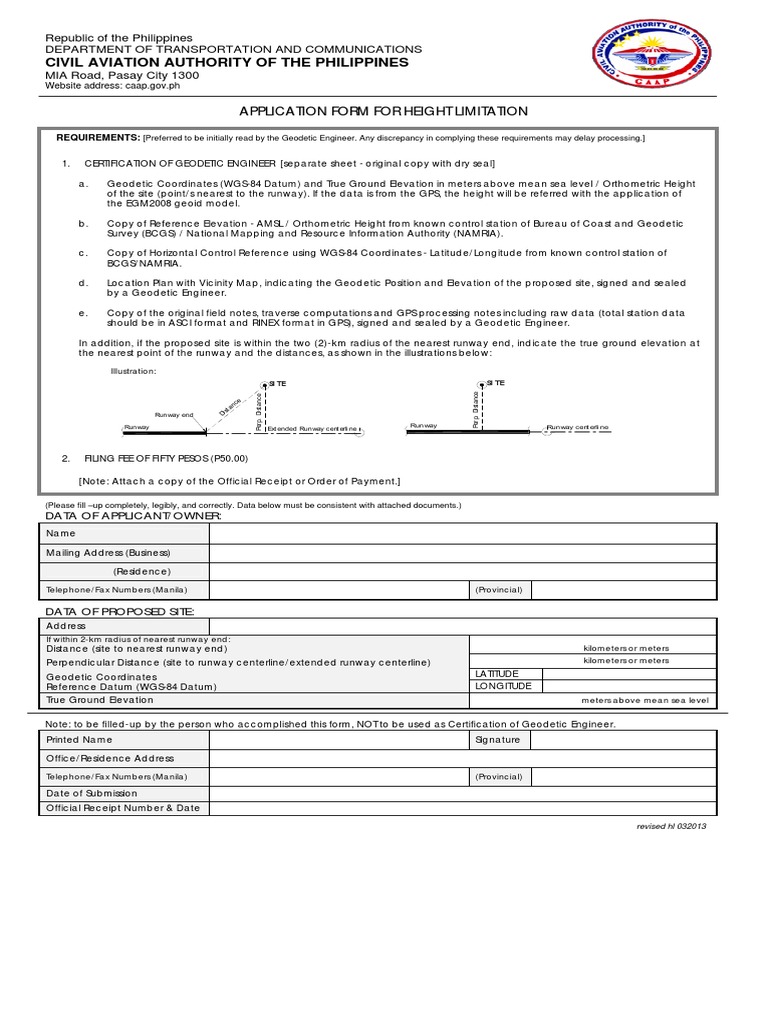 Application Form For Height Limitaion Rev 032013 PDF | PDF | Geodesy ...