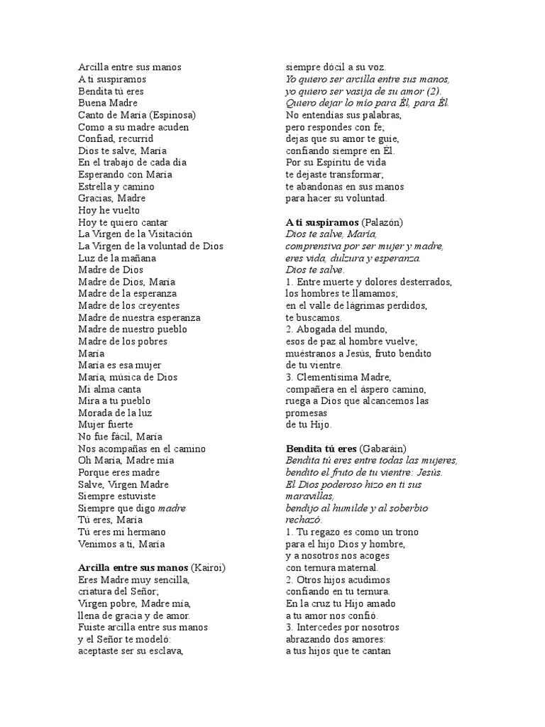 Cantos a María | María, madre de Jesús | Oración