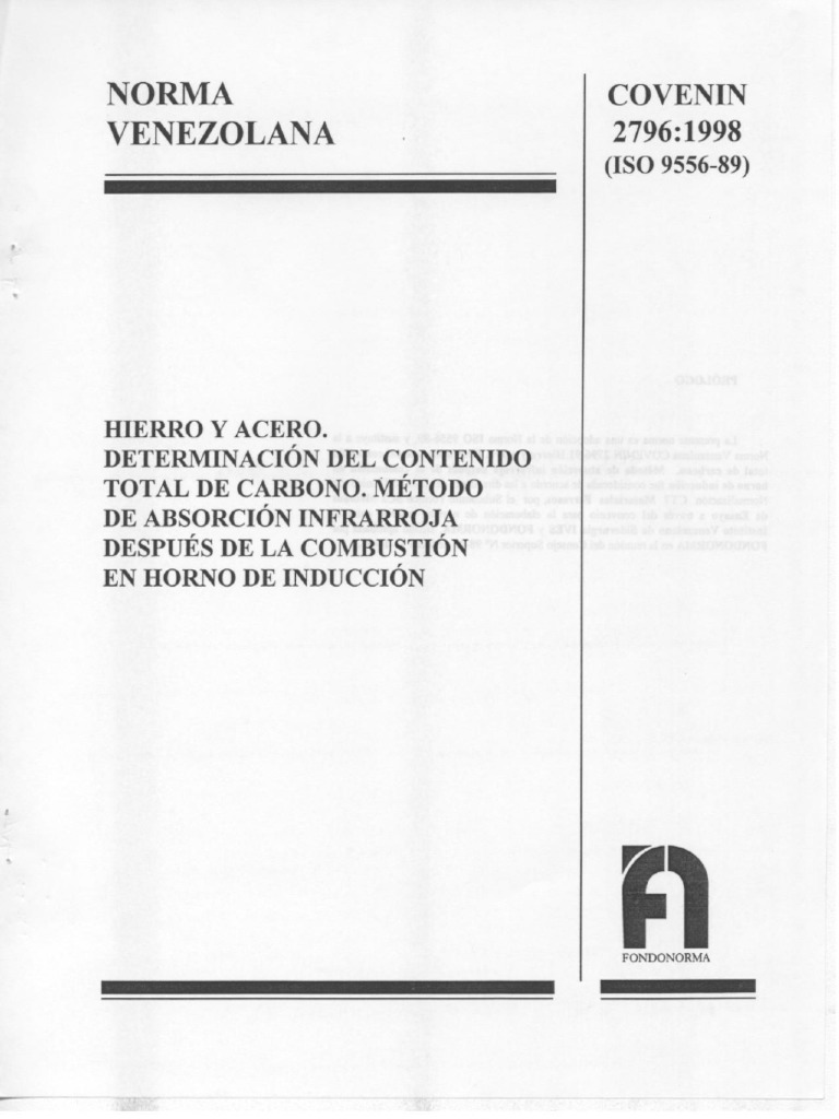 Covenin 2796-91 Iso 9556determinaciondel Contenido Total de Carbono ...