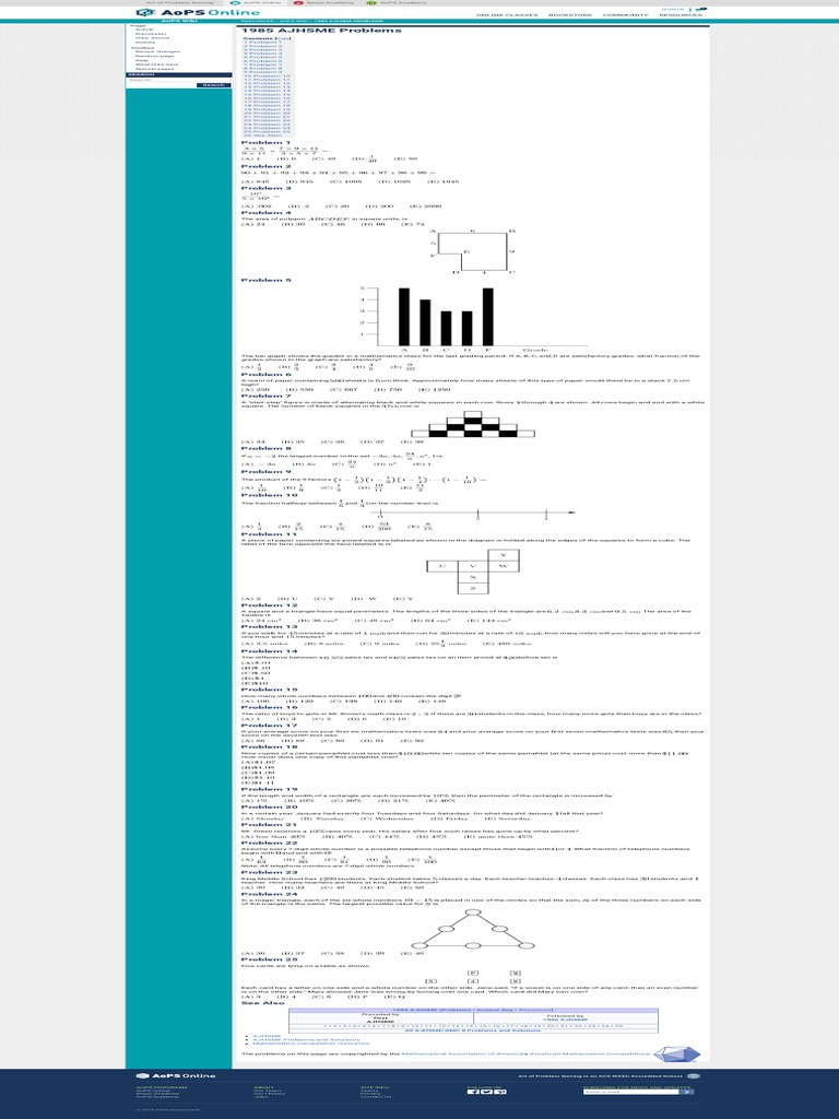 Ajhsme 1985 | PDF | Area | Elementary Mathematics