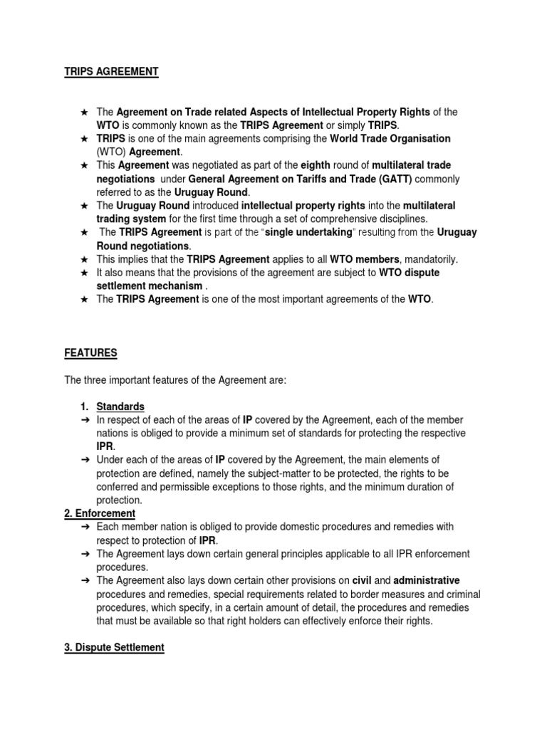 Trips Agreement | PDF | World Trade Organization | Trips Agreement