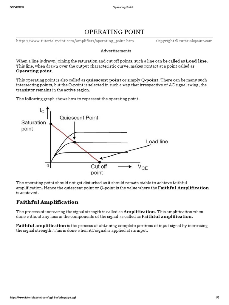 Operating Point: Faithful Amplification | PDF | Bipolar Junction ...