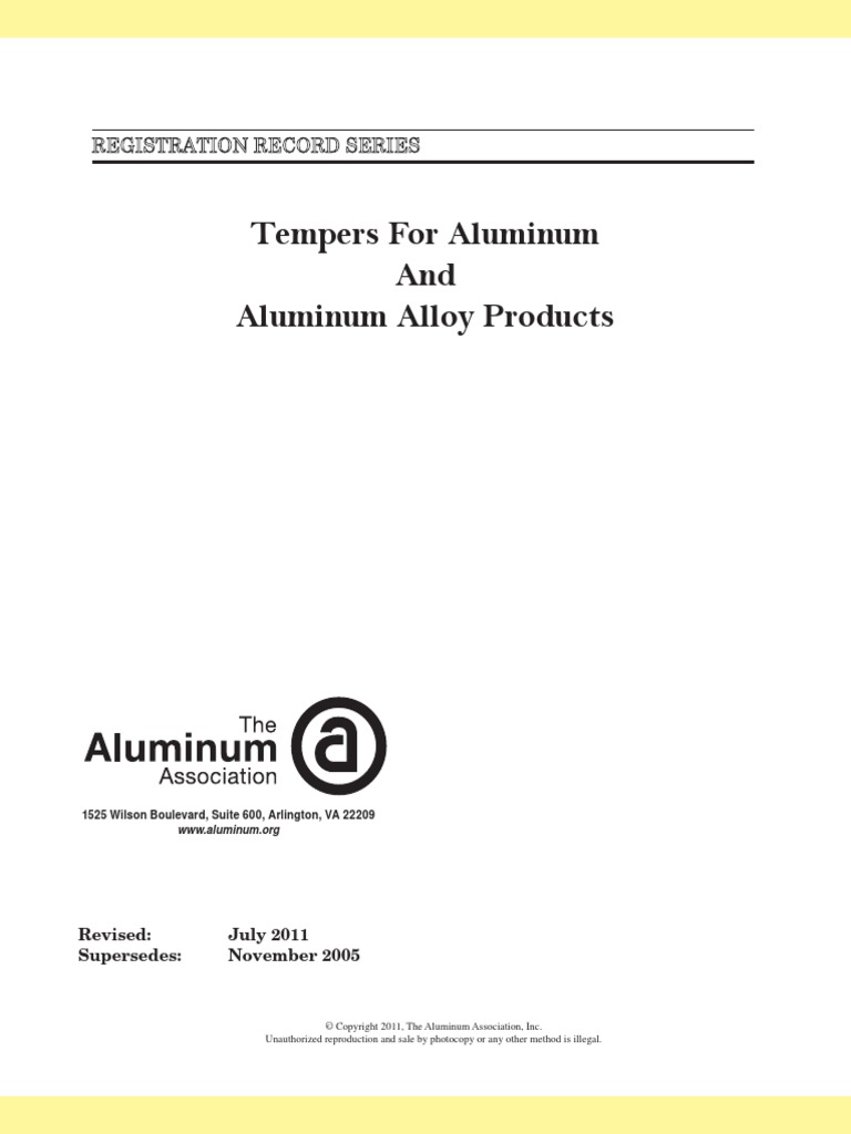 Aluminum Association Tempers | PDF | Heat Treating | Ultimate Tensile ...