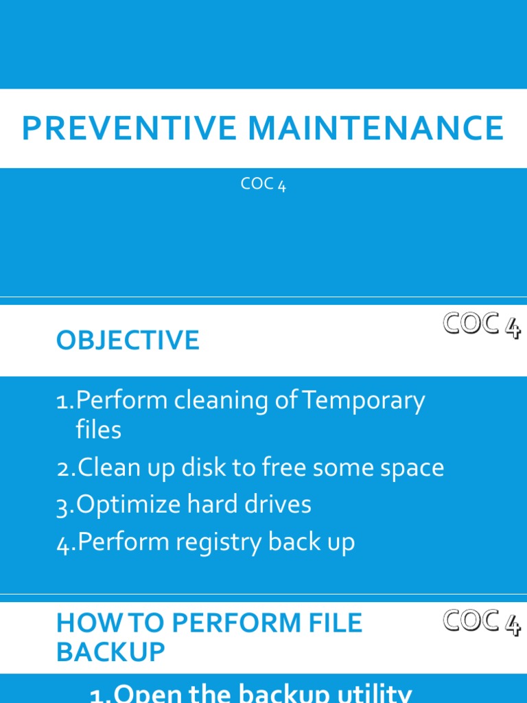 COC 4 Preventive Maintenance Guide | PDF | Windows Registry ...