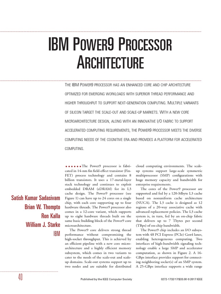IBM POWER9 Processor Architecture Overview | PDF | Cpu Cache | Multi ...