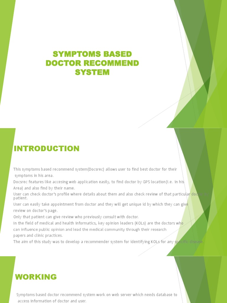 Symptoms Based Doctor Recommend System | PDF | Physician | Medical ...
