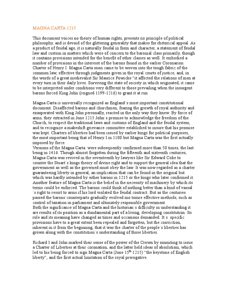Magna Carta 1215 | PDF | Magna Carta | Political Science