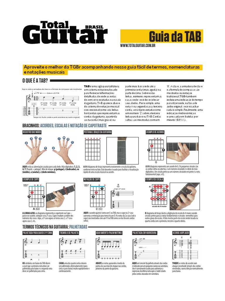 Guia completo de TAB | PDF | Notação musical | Cordofones
