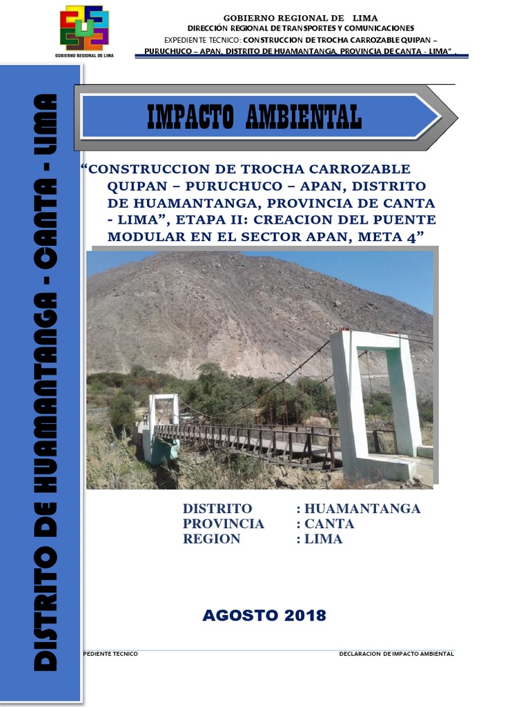 Declaracion de Impacto Ambiental Carretera Canta | PDF | Evaluación de ...