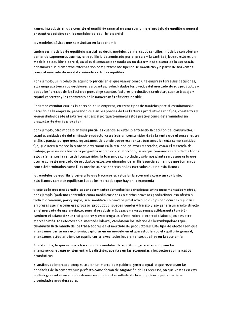 Vamos Introducir en Que Consiste El Equilibrio General en Una Economía ...