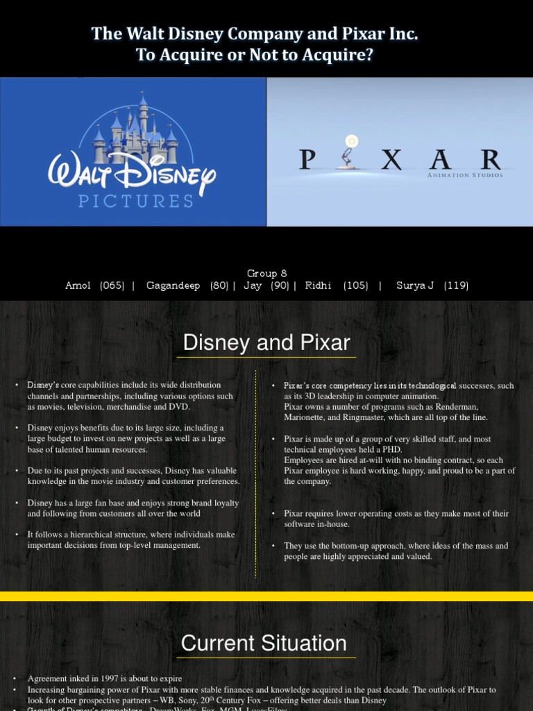 Disney-Pixar Acquisition Analysis | PDF | Pixar | Mergers And Acquisitions