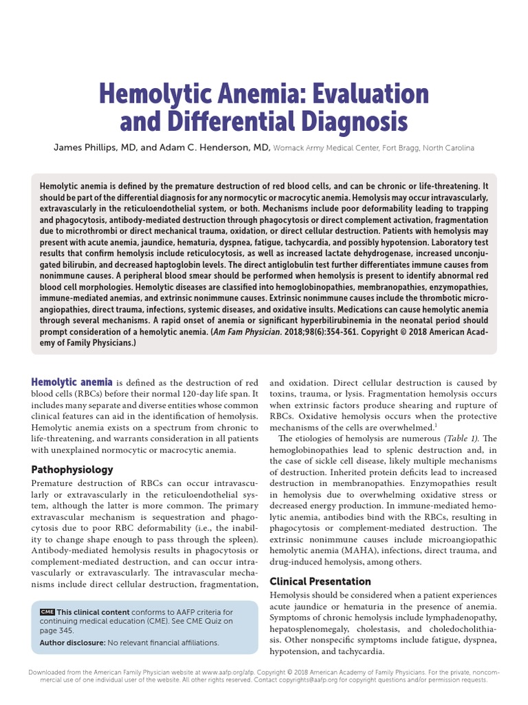 Anemia Hemolitica | PDF | Anemia | Tissue (Biology)