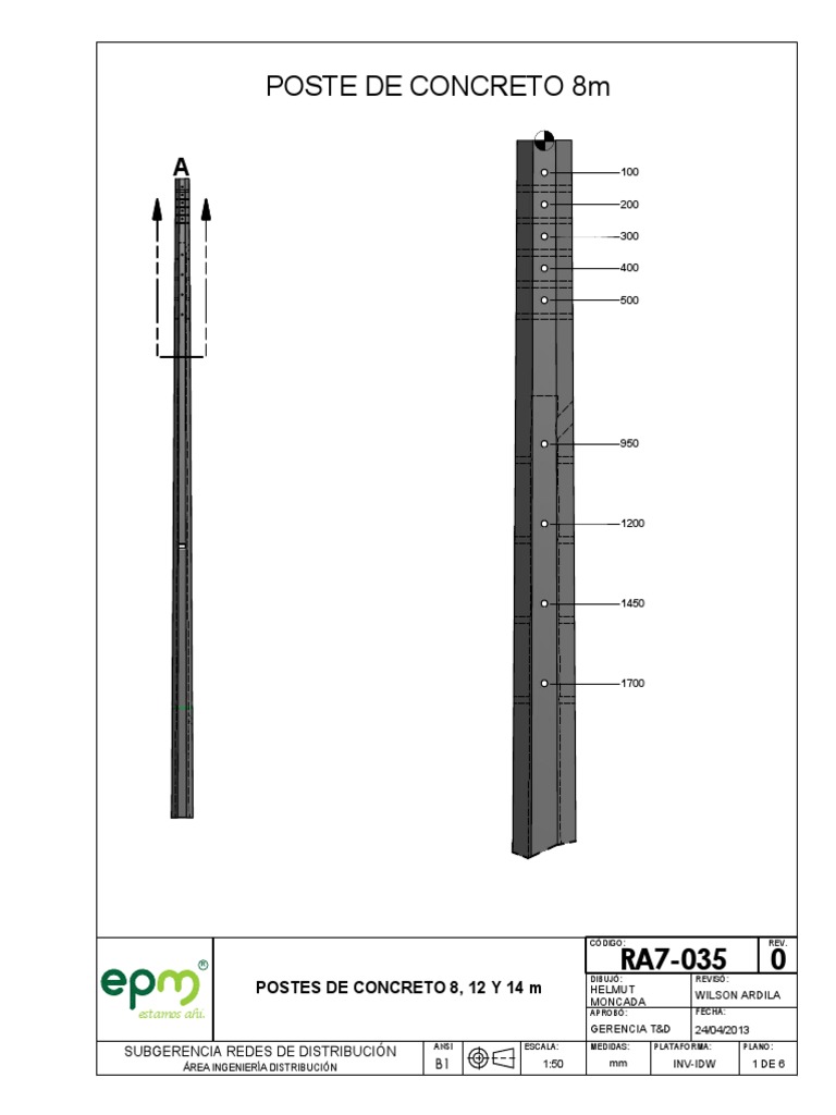Postes De Concreto 8, 12 Y 14 M