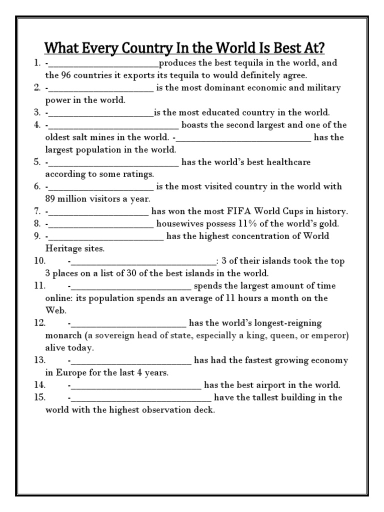What Every Country Best at | PDF