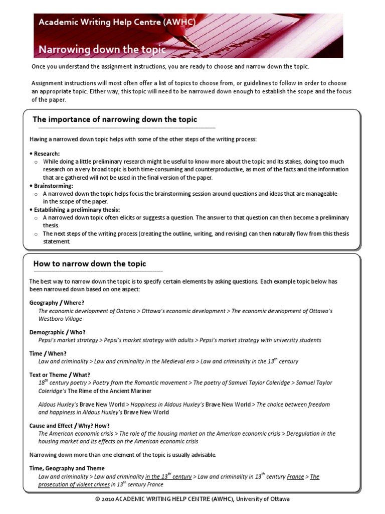Stage2-Narrowing Down The Topic PDF | PDF | Thesis | Crime & Violence