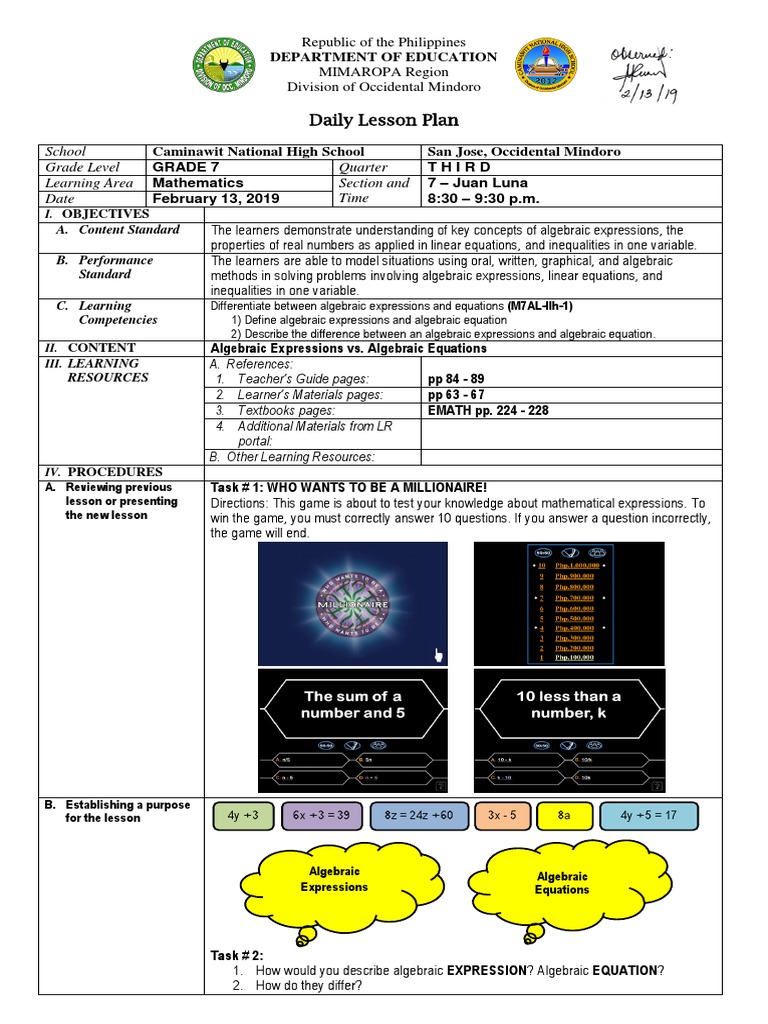 Semi Detailed DLP Cot 3 e | PDF | Equations | Numbers