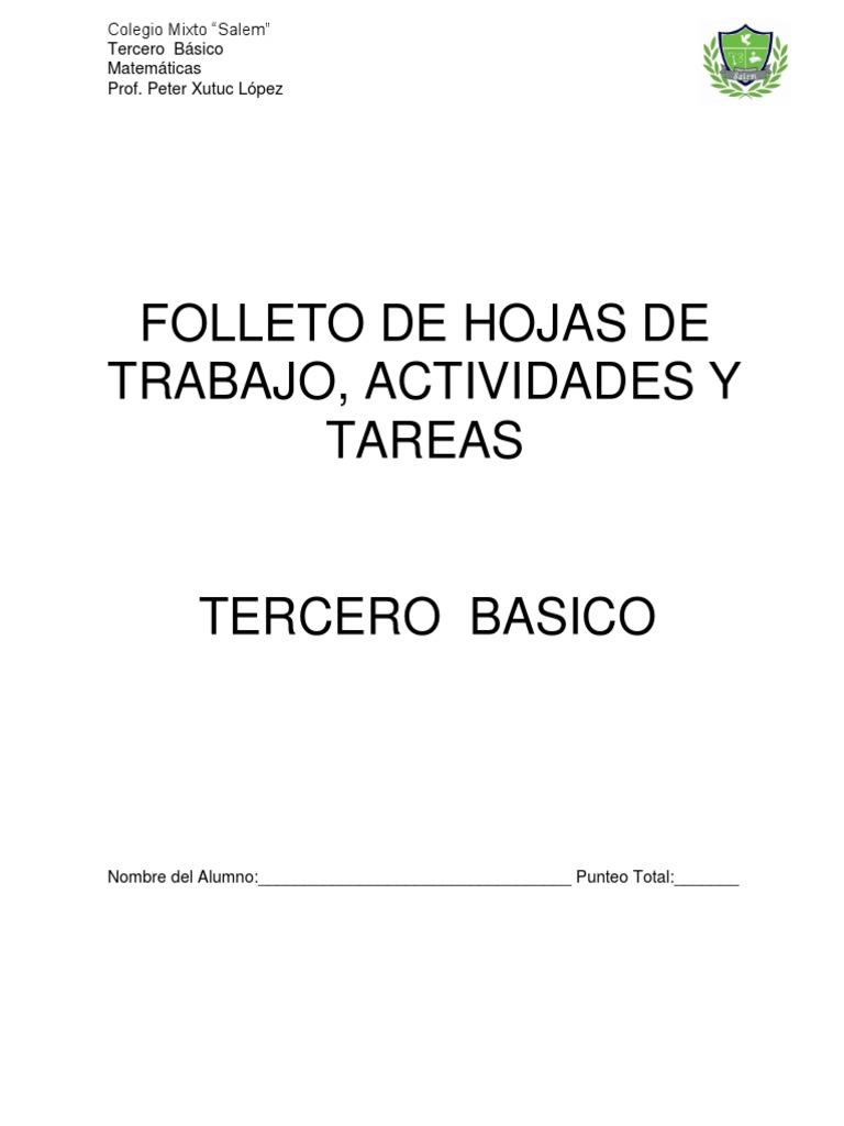 FOLLETO MATE Tercero BASICO PDF | PDF | Matemática Elemental | Aritmética