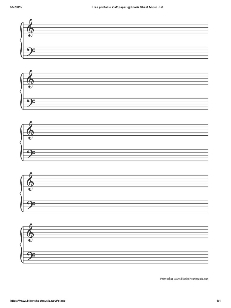 Free Printable Staff Paper at Blank Sheet Music | PDF