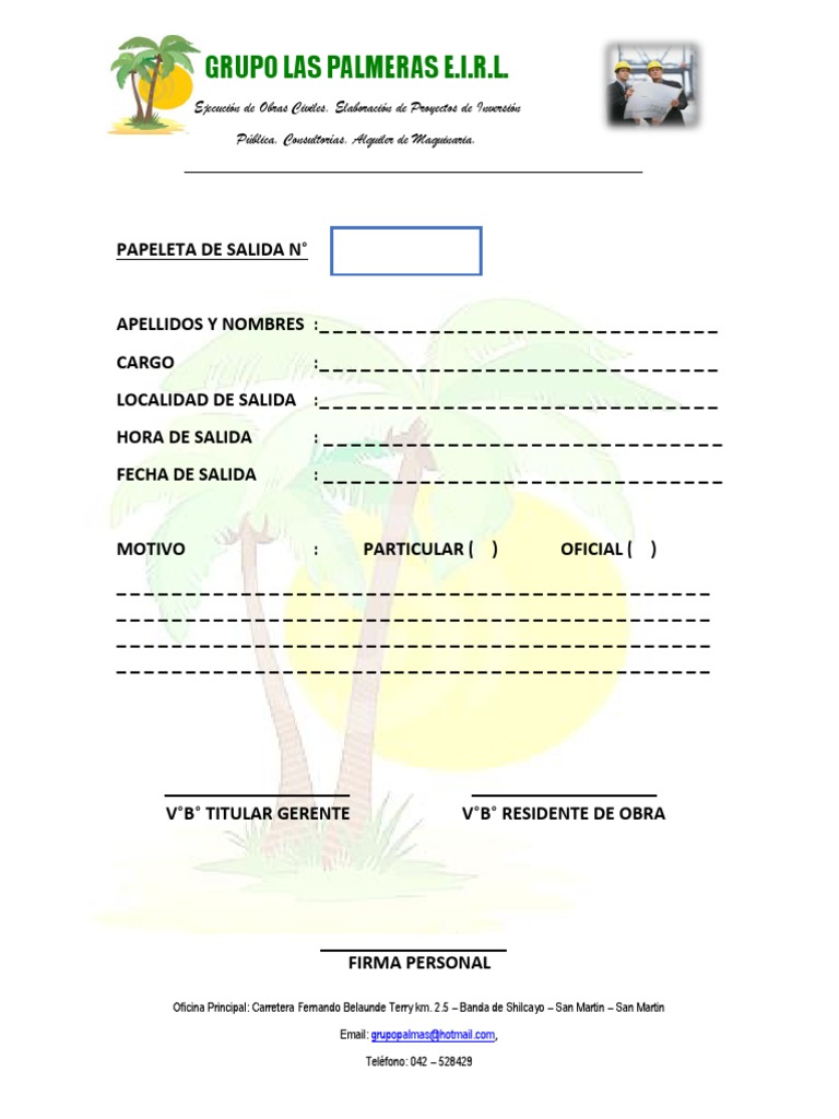 Papeletas de Salida de Personal en Obra | PDF