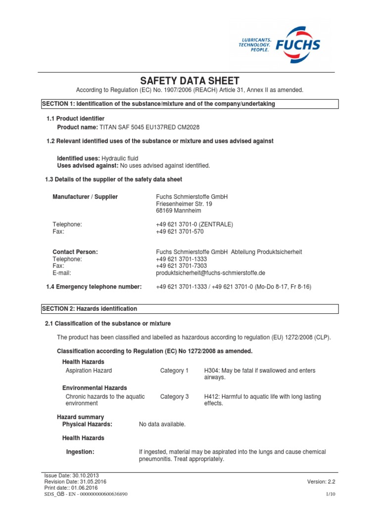 Titan Saf 5045 Eu137red | PDF | Toxicity | Personal Protective Equipment