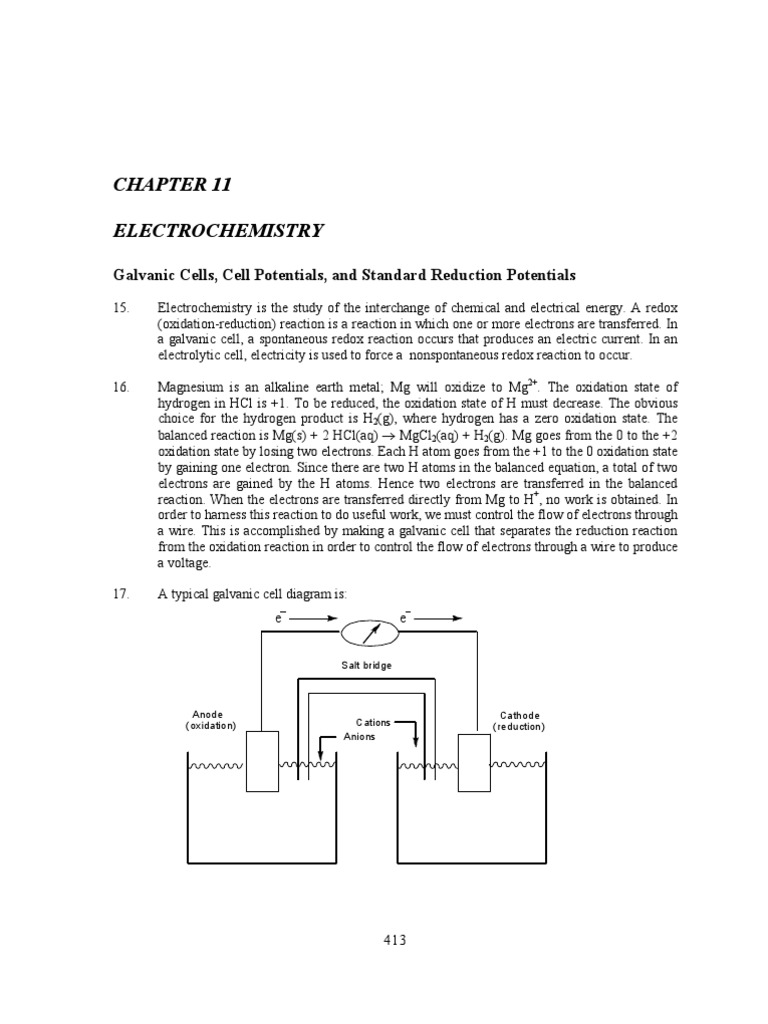 Electrochemistry: Galvanic Cells, Cell Potentials, and Standard ...