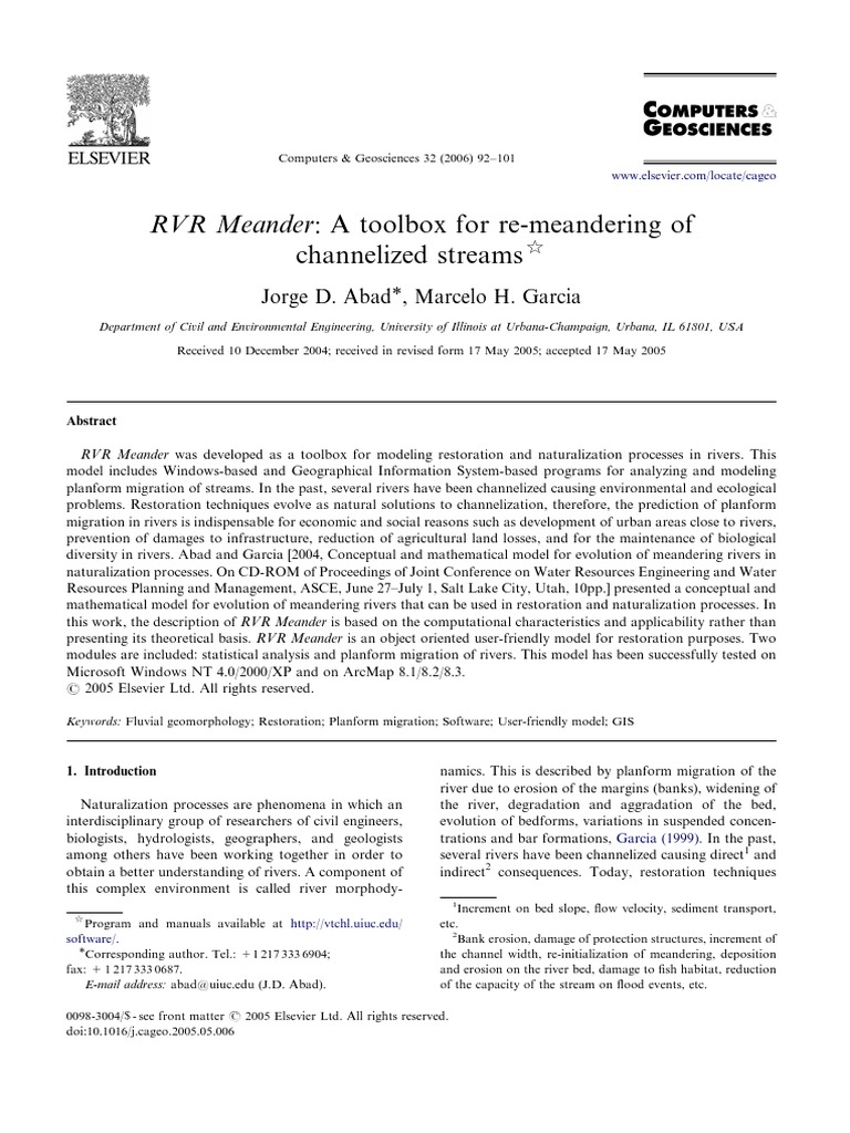 RVR Meander A Toolbox For Re-Meandering PDF | PDF | River | Geographic ...
