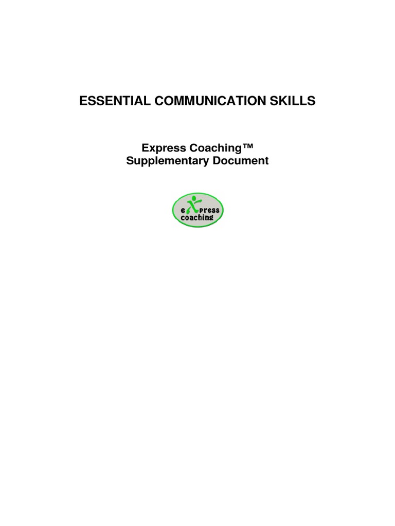 Essential Communication Skills: Express Coaching ™ Supplementary ...