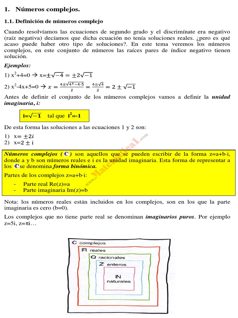Numeros Complejos PDF | PDF | Número complejo | Ecuaciones