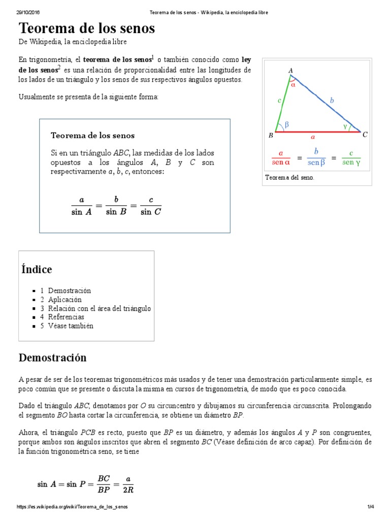 Teorema de Los Senos - Wikipedia, La Enciclopedia Libre PDF | PDF ...