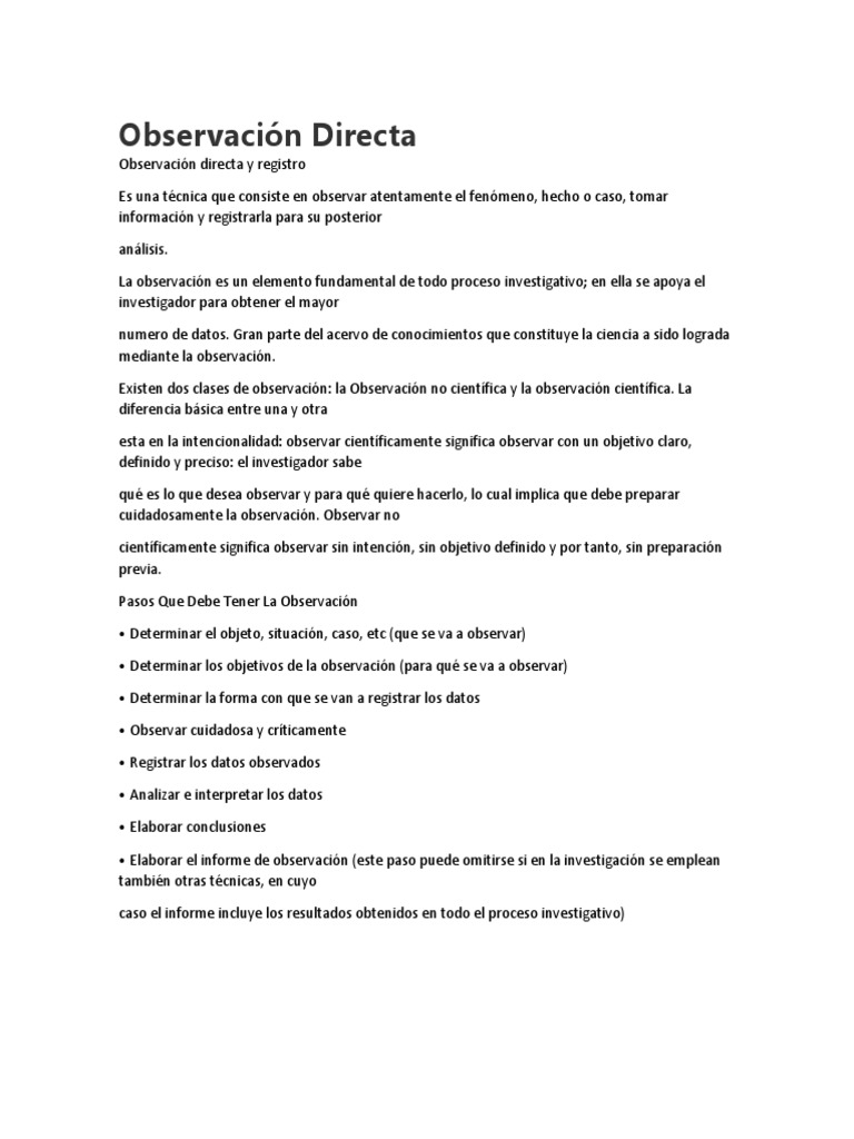 Observación Directa | PDF