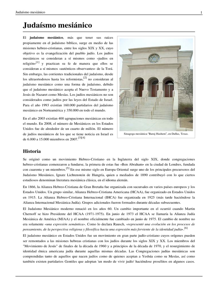 Judaísmo Mesiánico - WKPD | PDF | Monoteísmo | Religiones monoteistas