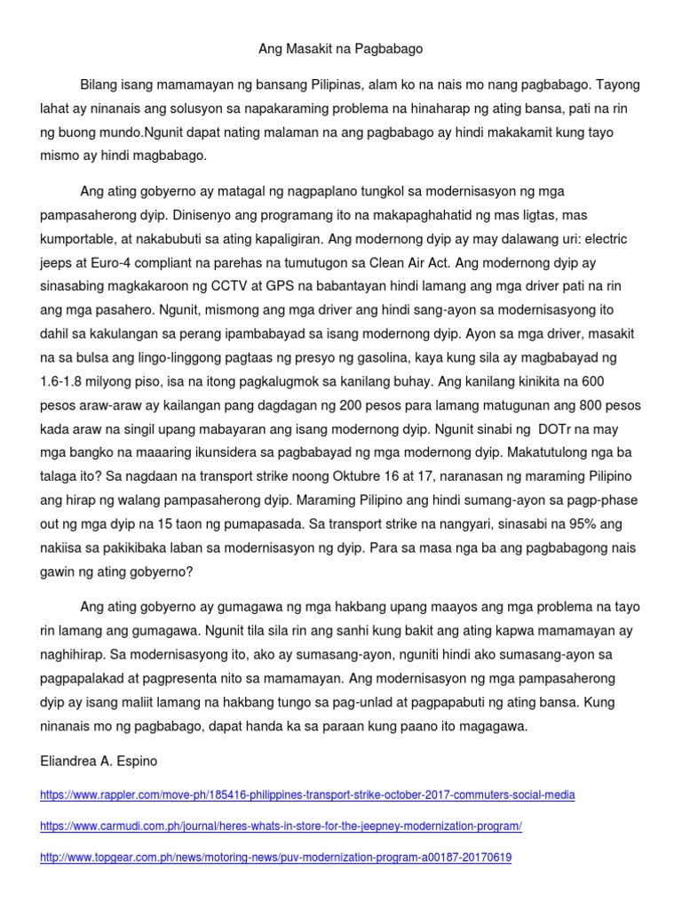 Modernisasyon NG Dyip | PDF