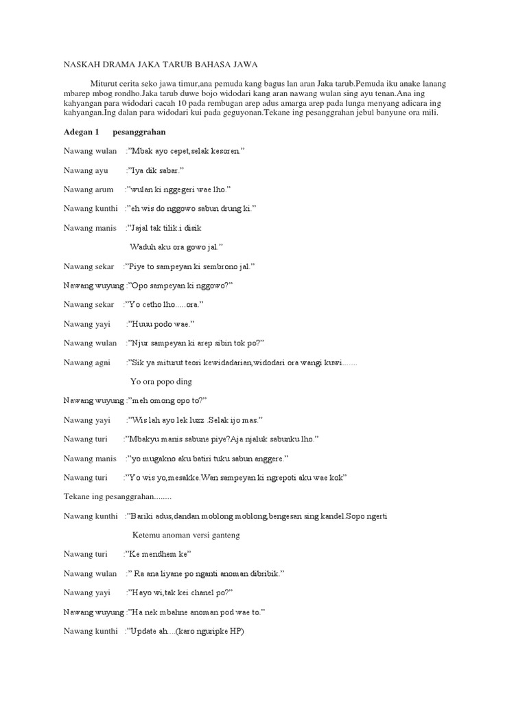 Naskah Drama Jaka Tarub Bahasa Jawa | PDF | Puisi