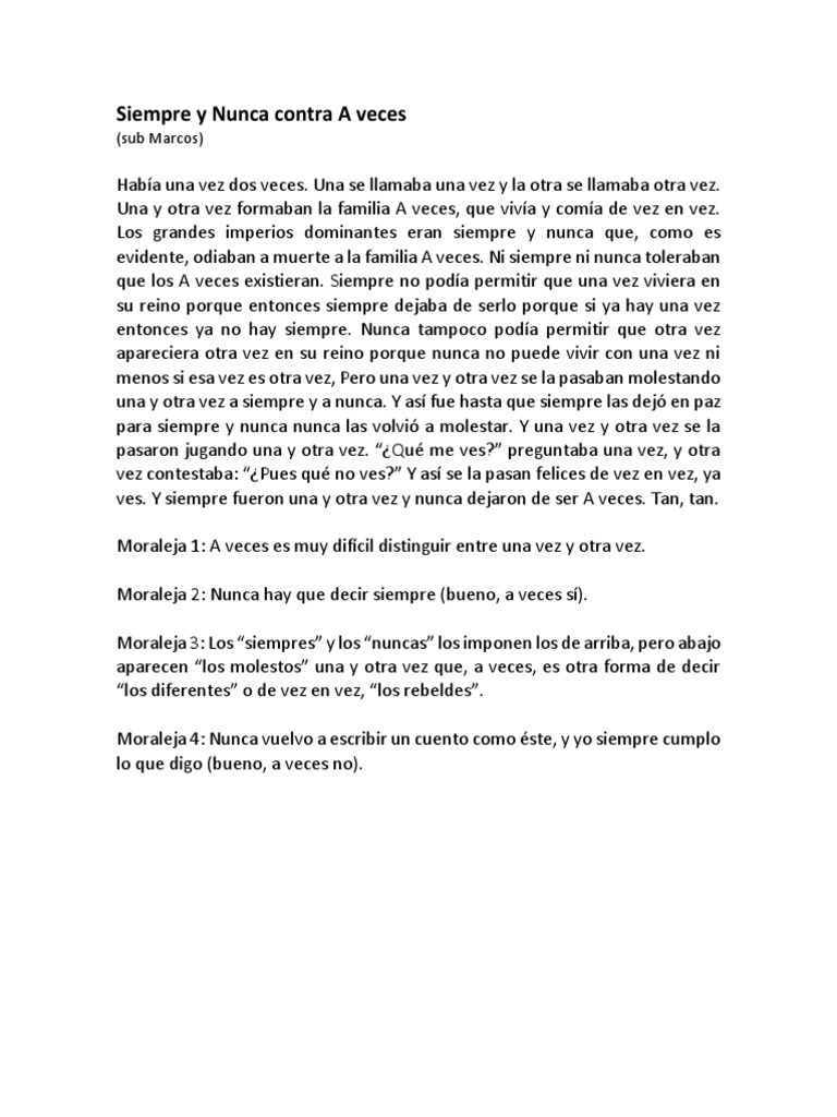 Siempre y Nunca Contra A Veces | PDF