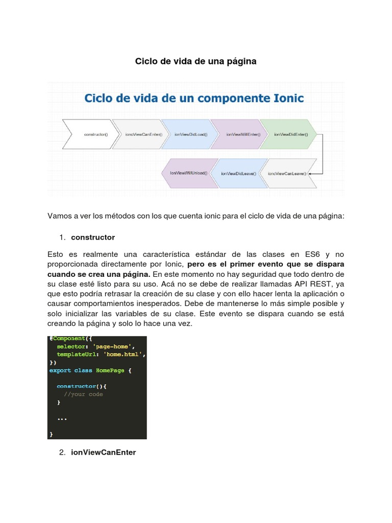 Ciclo de Vida de Una Página Ionic | Descargar gratis PDF | Ciclo de ...