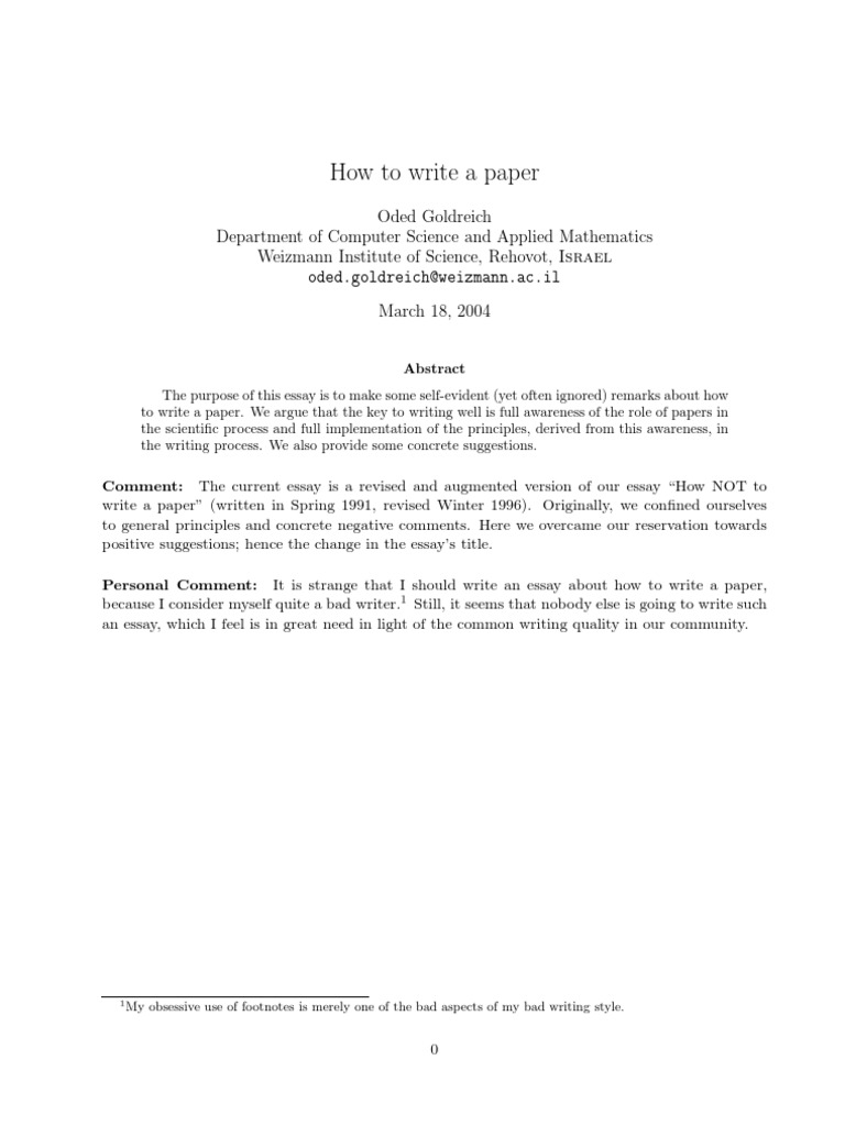How To Write A Paper | PDF | Idea | Scientific Method