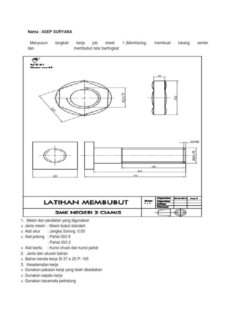 Joobsheet Bubut Pdf Teknologi Rekayasa